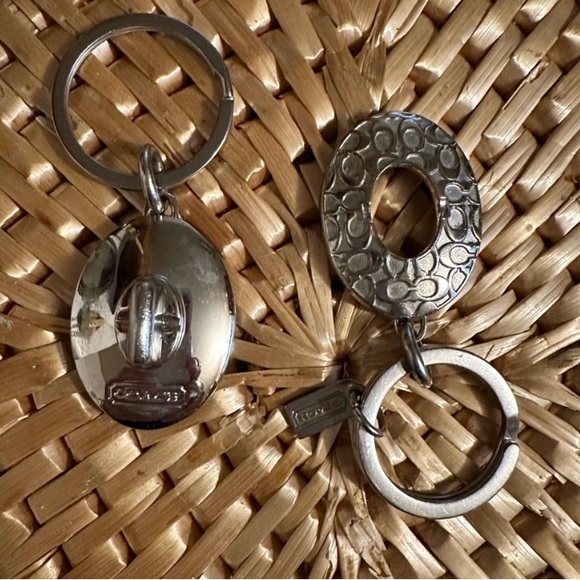 Coach | Accessories | Coach Dual Key Fob Euc Monogram Brushed Nickel ...